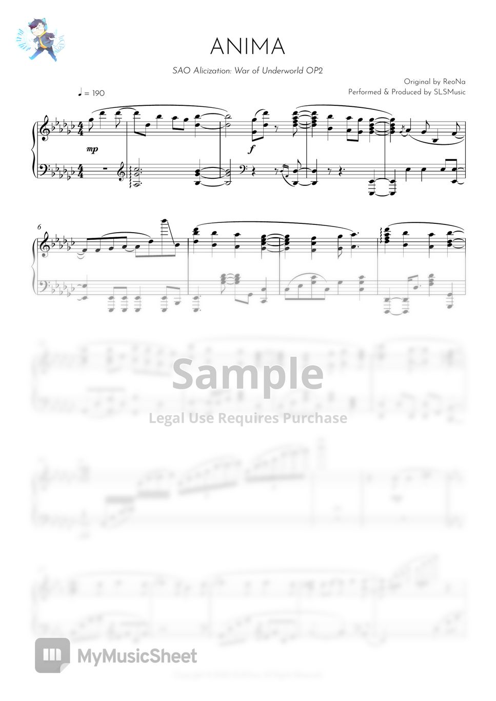 Sword Art Online Alicization - ANIMA Sheet Music by SLSMusic