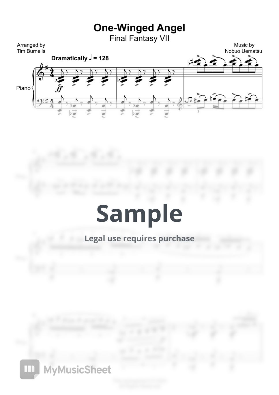 Final Fantasy VII - One-Winged Angel 악보 by Tim Burnelis