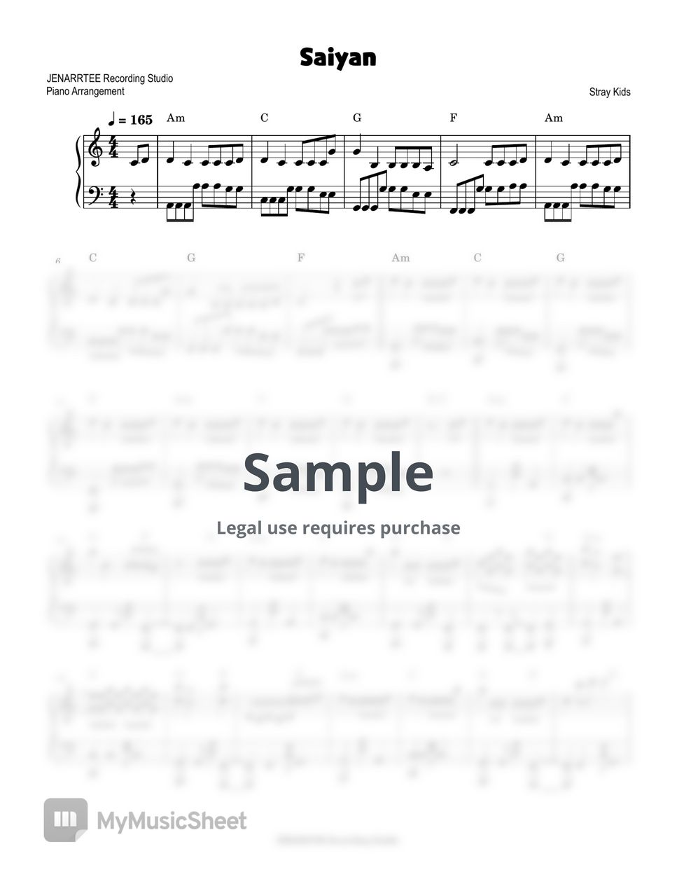 Stray Kids - Saiyan Sheets by JENARRTEE Recording Studio