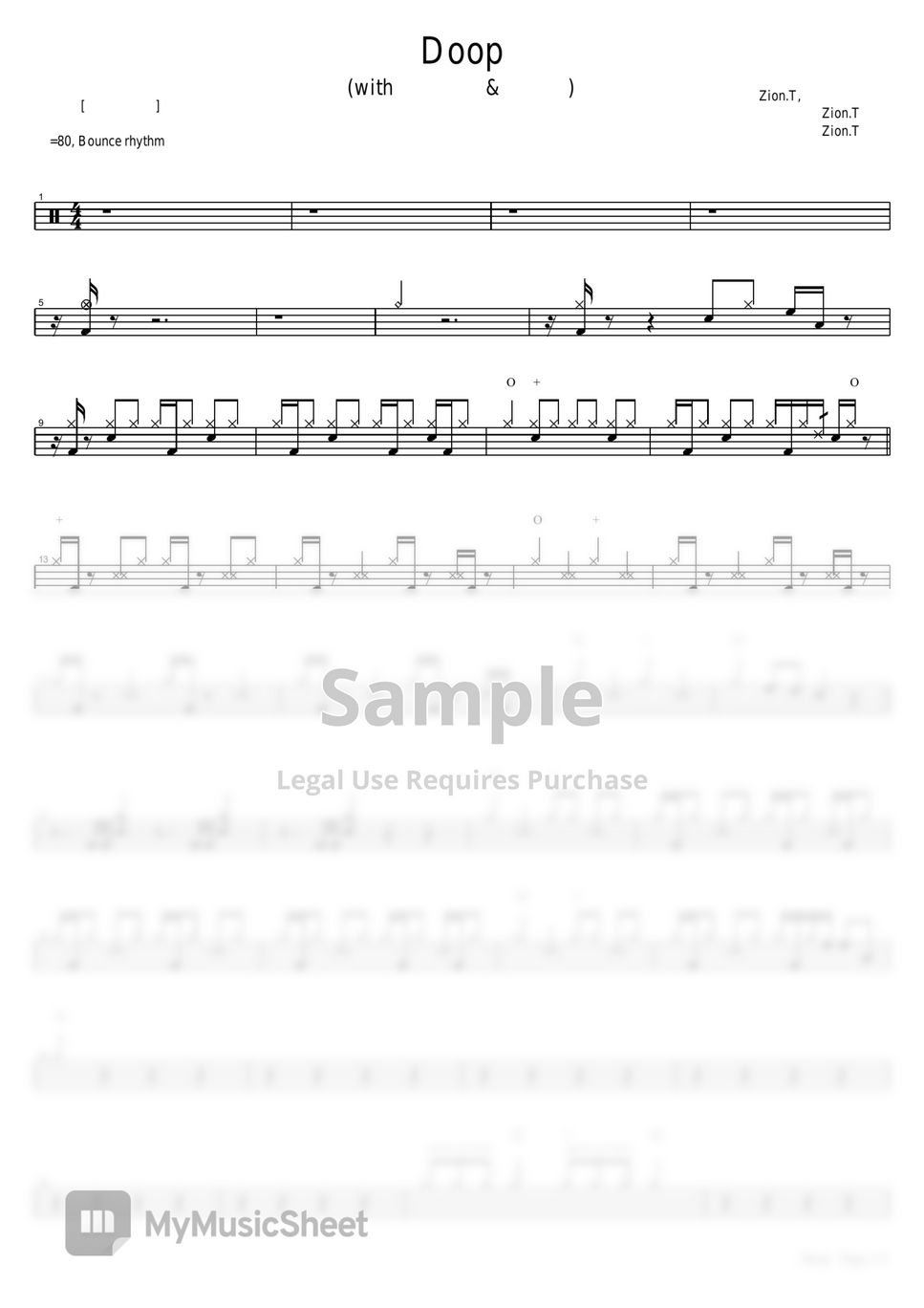 자이언티 - Doop 악보 by COPYDRUM