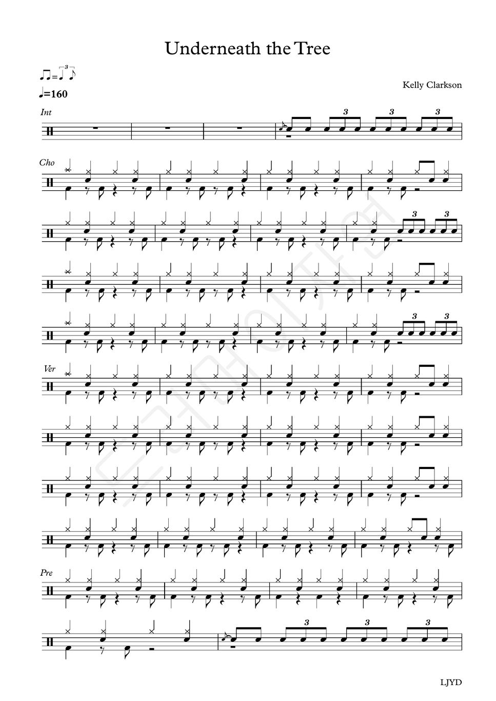 Kelly Clarkson - Underneath the Tree Sheet by 드러머이자연