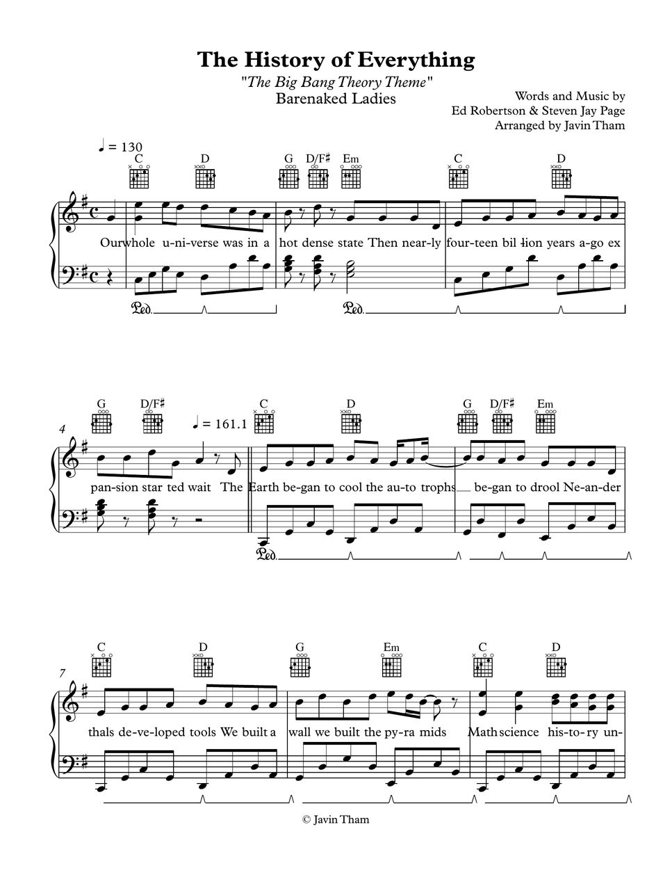 Barenaked Ladies - The History of Everything (Big Bang Theory) Sheet by ...