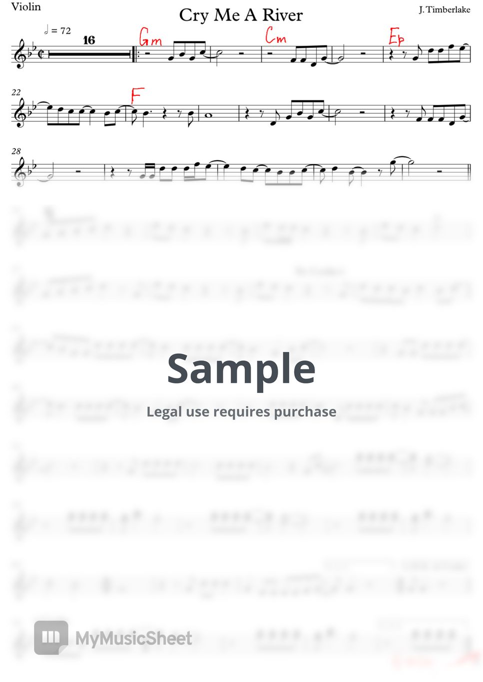 justin Timberlake - Cry Me a River (Backing track included) Sheets by ...