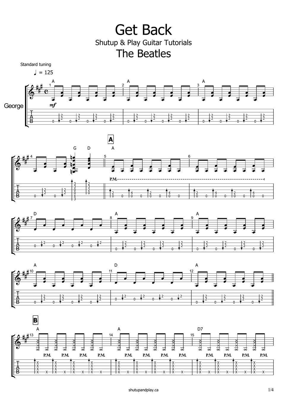 The Beatles Get Back Sheet By Shutup And Play Guitar Tutorials