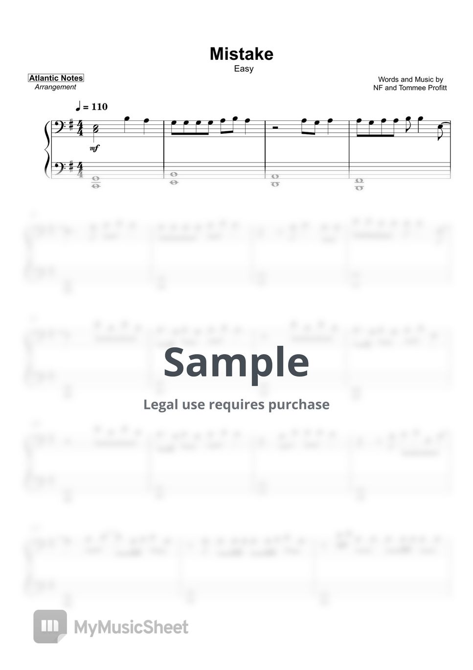 NF - Mistake 악보 by Atlantic Notes