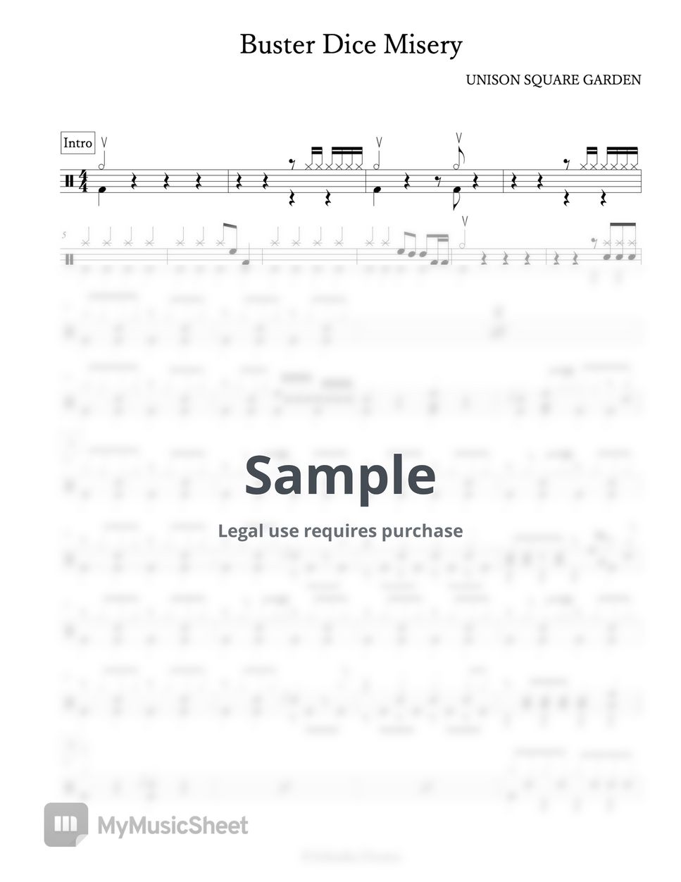 UNISON SQUARE GARDEN - Buster Dice Misery 楽譜 by Arkadia Drums