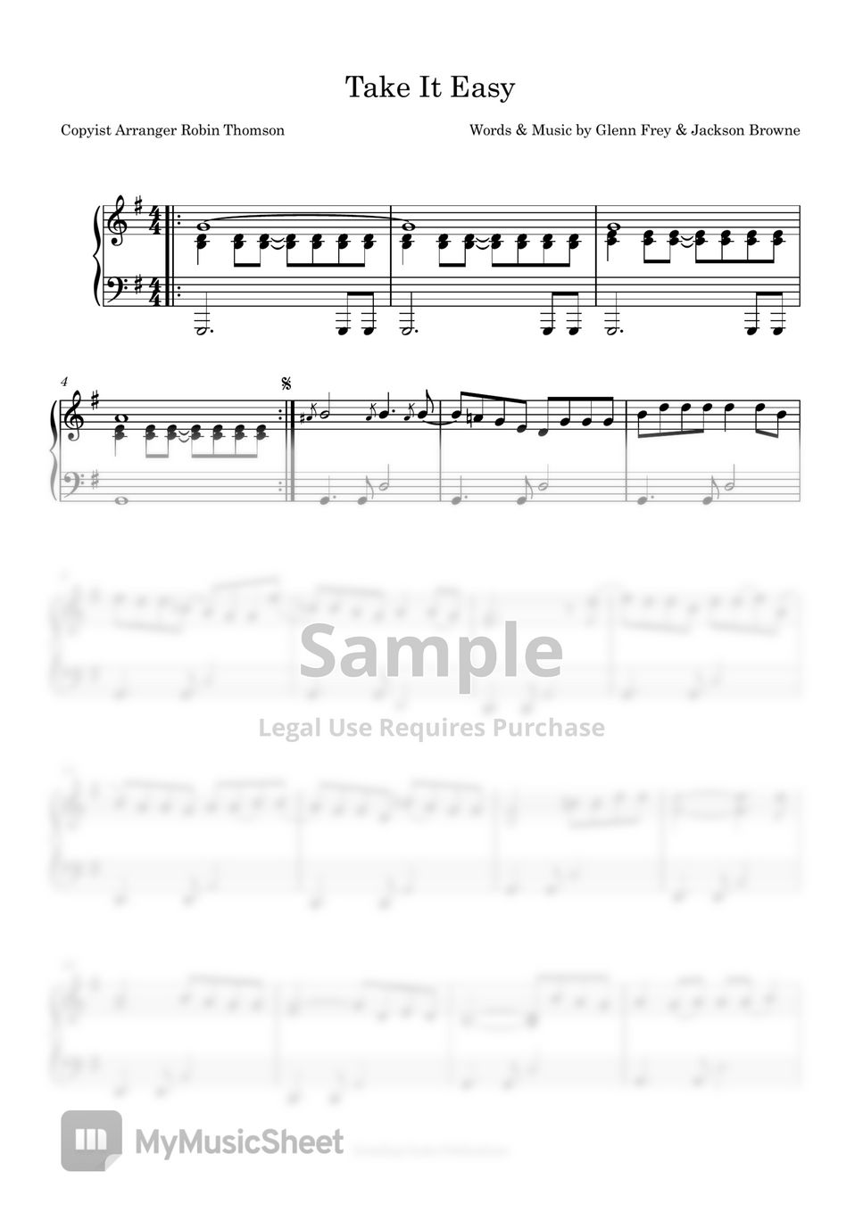 The Eagles - Take It Easy Sheets by Growling Gecko