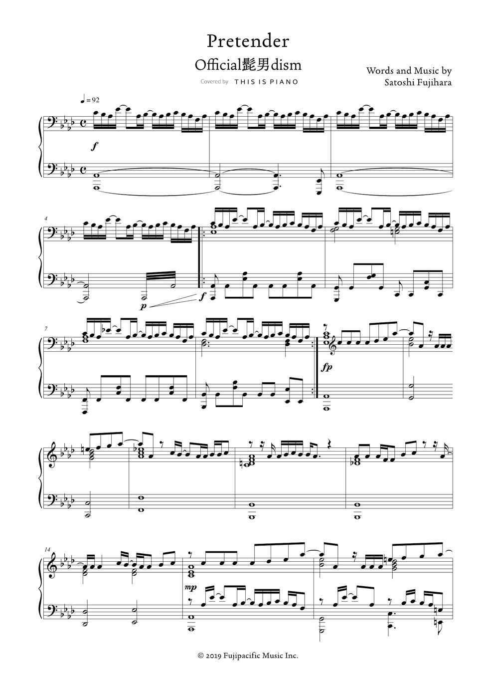 Official髭男dism - Pretender Sheets by THIS IS PIANO