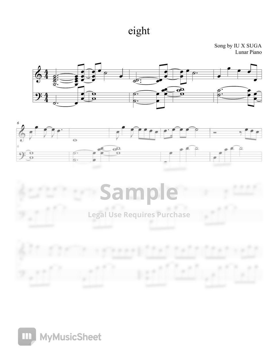 IU X SUGA - eight (normal + easy) 악보 by Lunar Piano