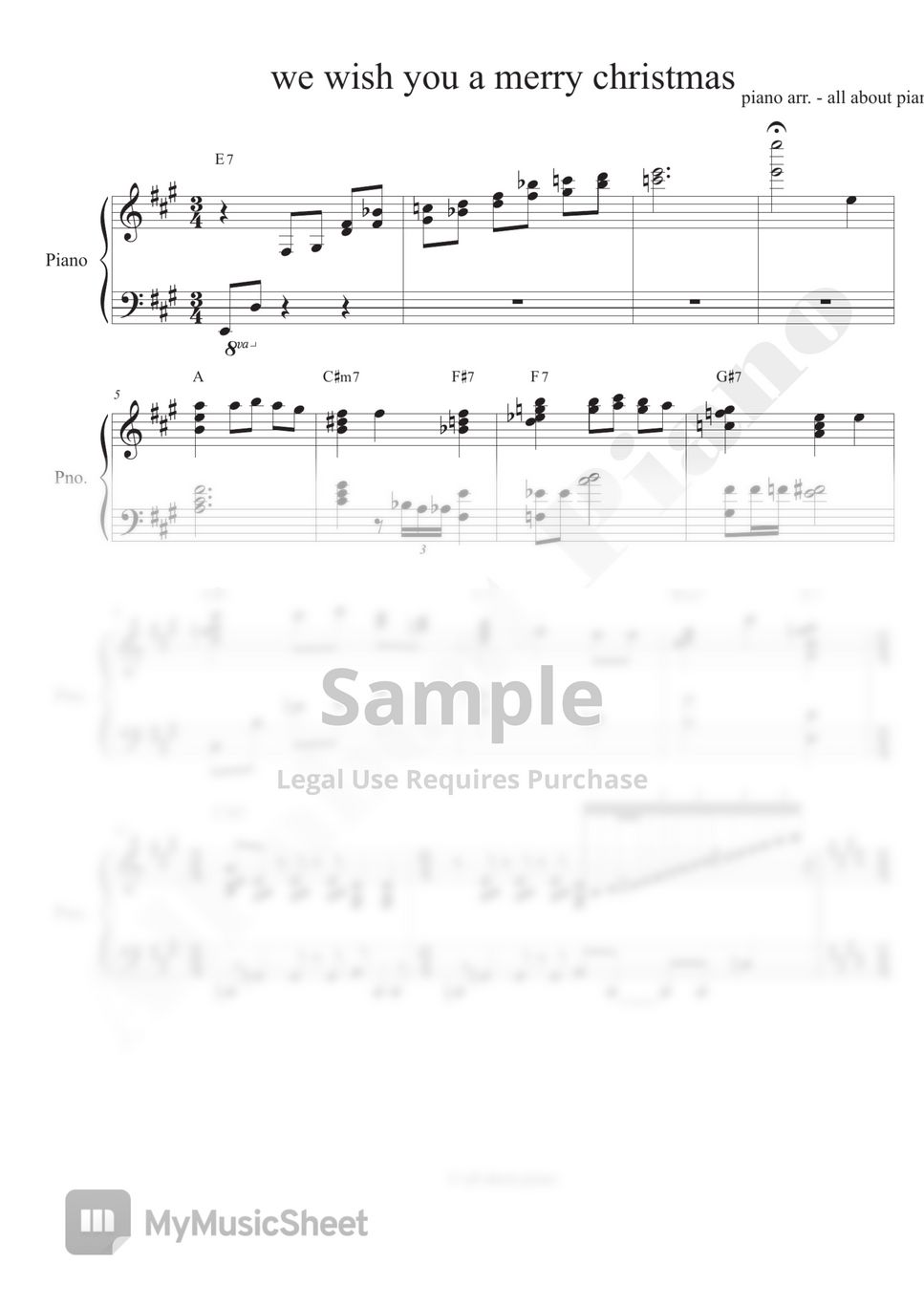 carol - we wish you a merry christmas (jazz ver) 악보 by all about piano