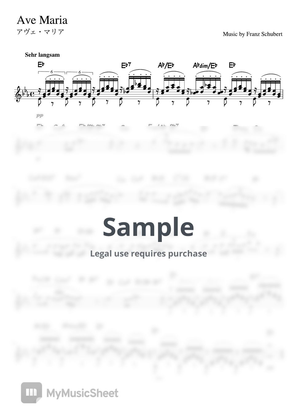 Fr.Schubert - Ave Maria (E♭・Melody chord) Sheets by pfkaori