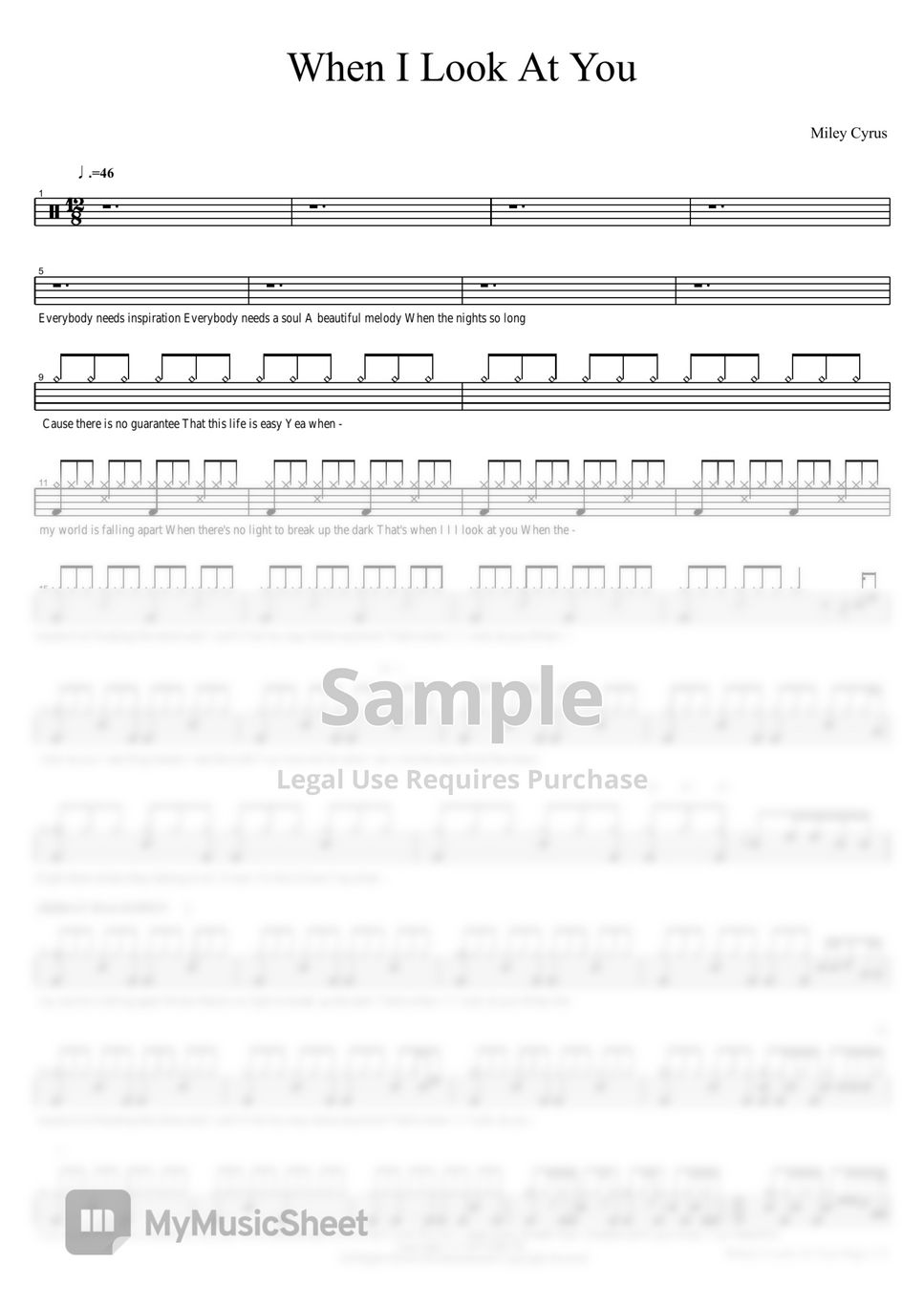 Miley Cyrus - When I Look At You Sheet Music by COPYDRUM