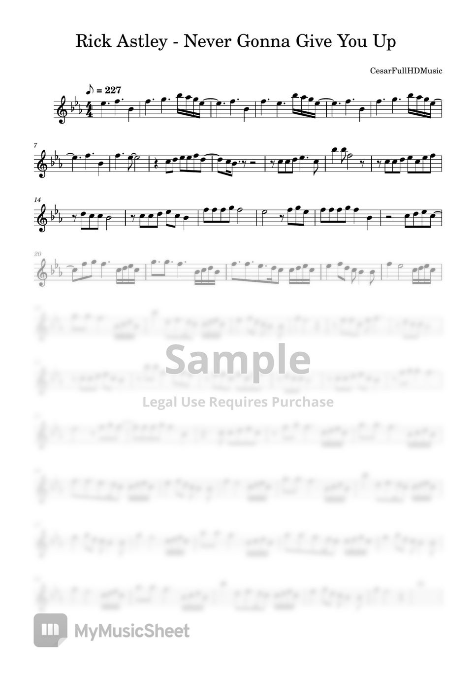 Rick Astley - Never Gonna Give You Up 樂譜