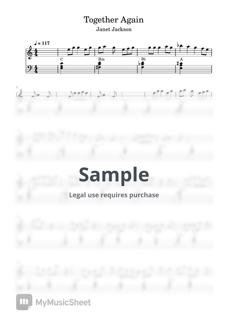 Janet Jackson - Together Again Sheets by Will Adagio