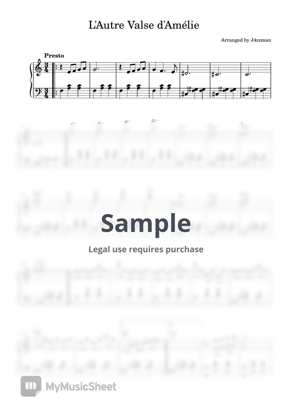 Yann Tiersen - L'autre Valse d'Amelie Sheets by J4zzman