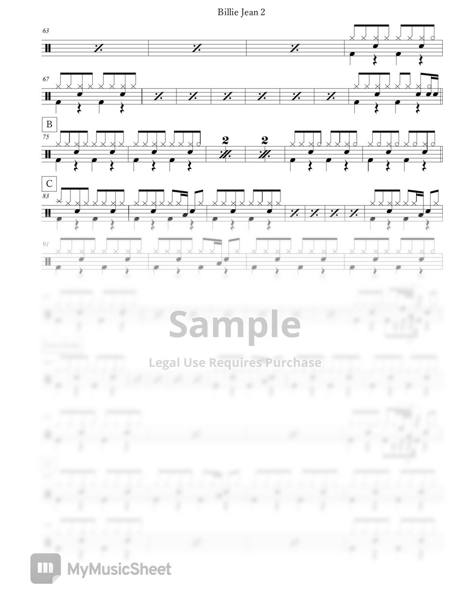 Michael Jackson - Billie Jean Sheets by Arkadia Drums