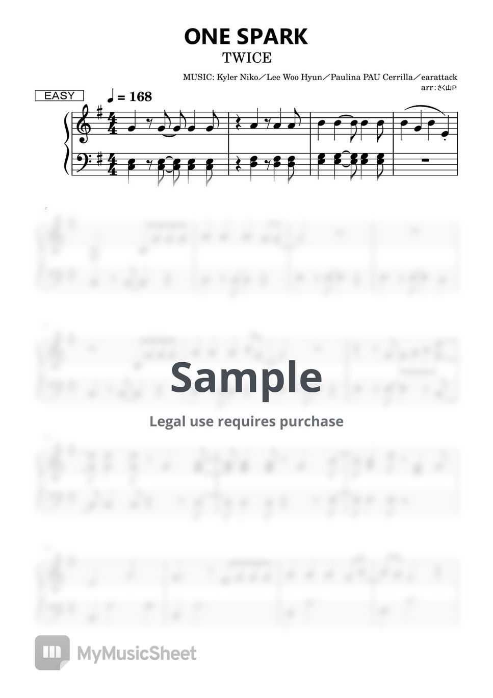 TWICE - ONE SPARK (EASY/short ver./★★) Sheets by sakutamaP