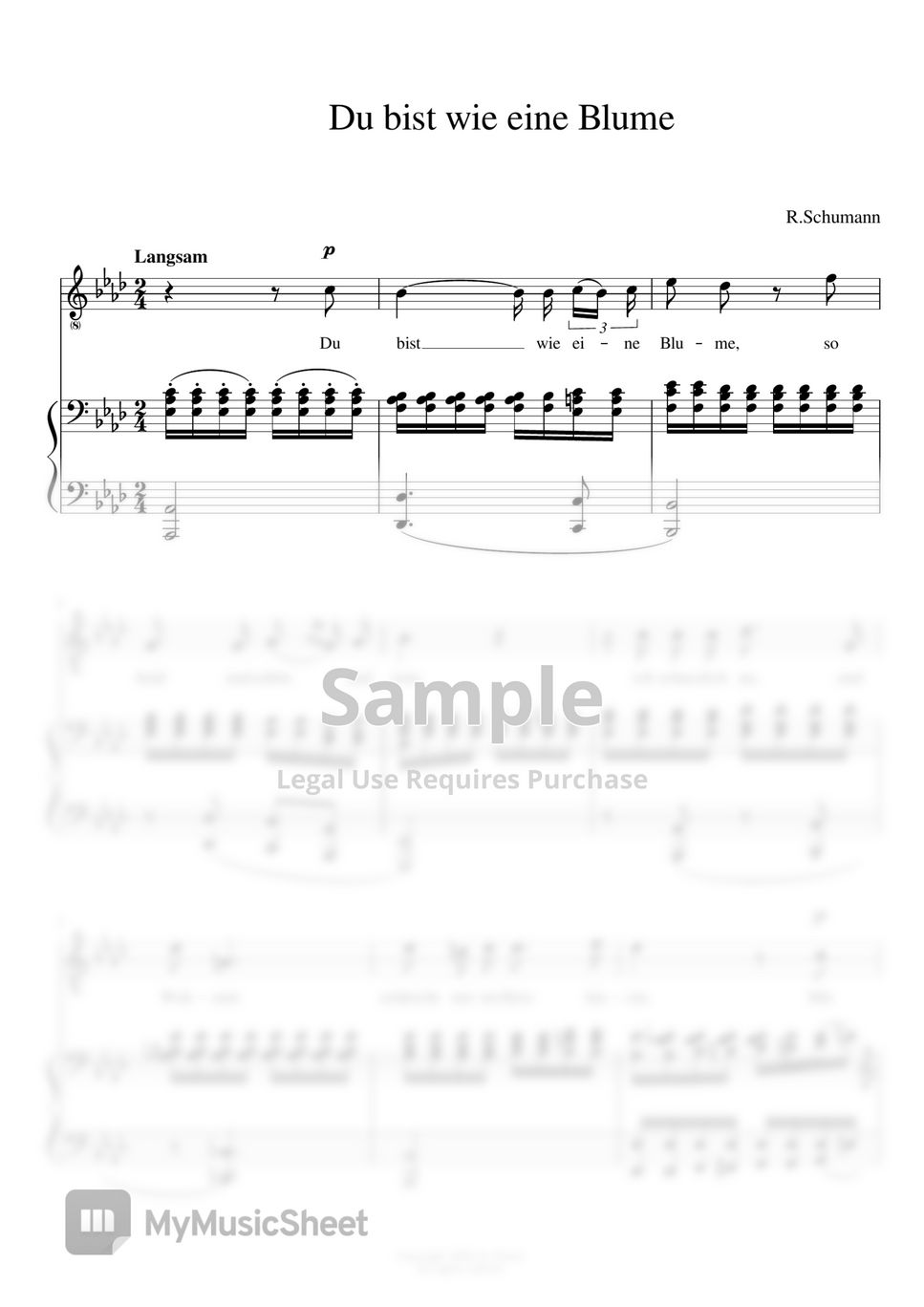 R.Schumann - Du bist wie eine Blume (Abmaj) 악보 by noten(노튼)