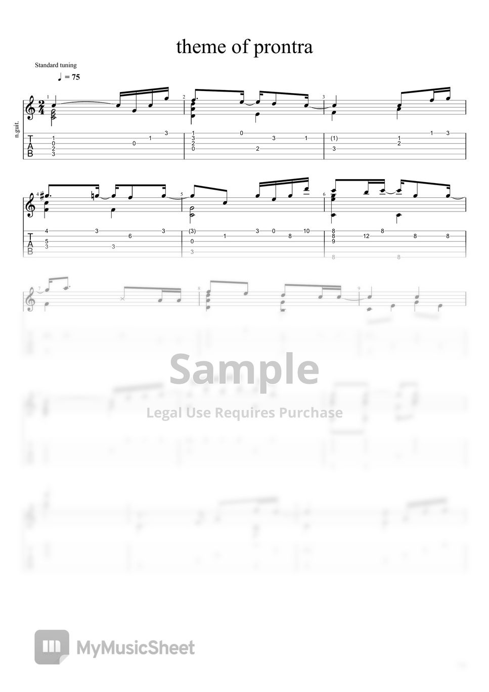 Ragnarok Online - Theme of Prontera 타브+단선 악보 by KK