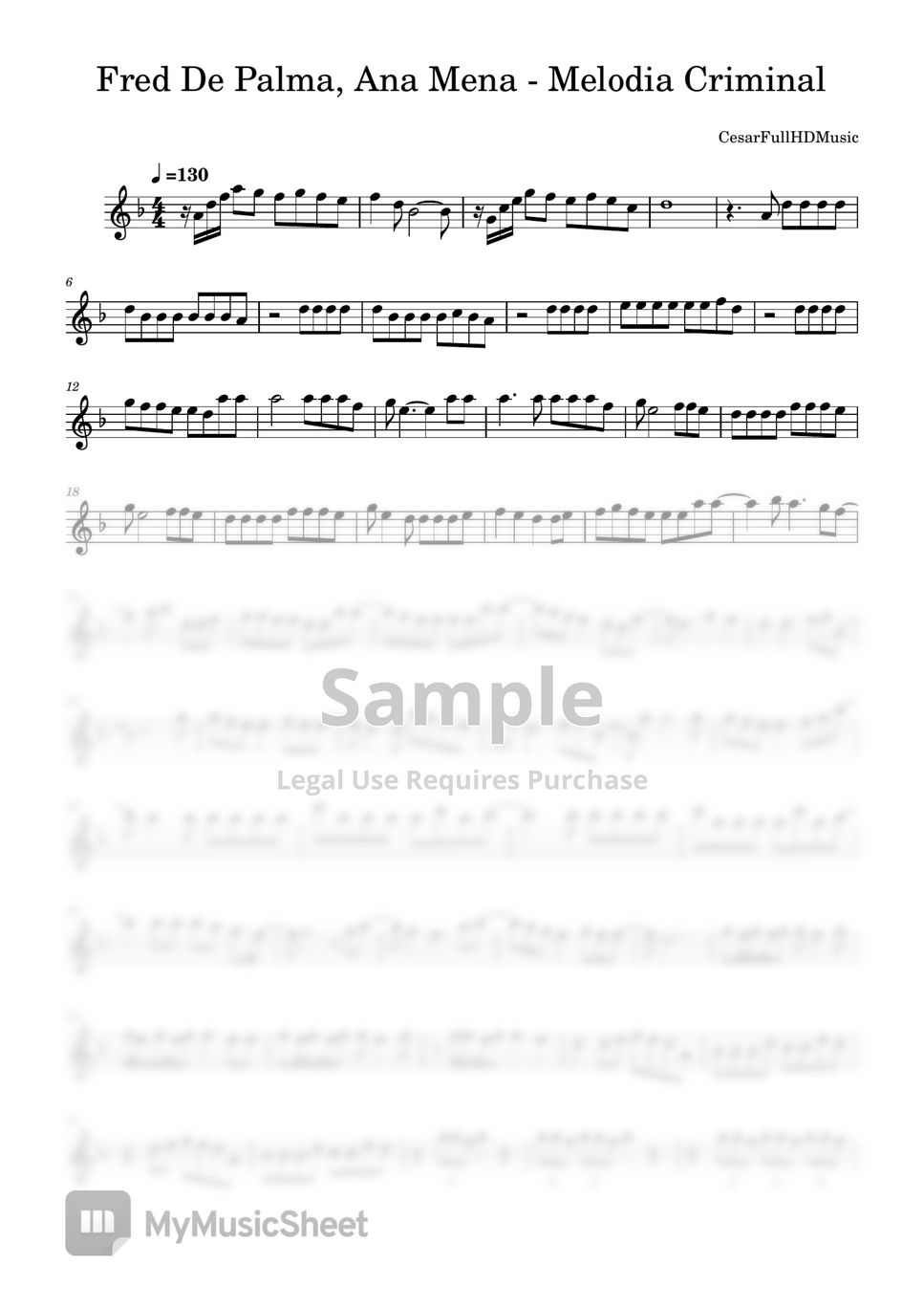 Fred De Palma, Ana Mena - Melodia Criminal Sheets