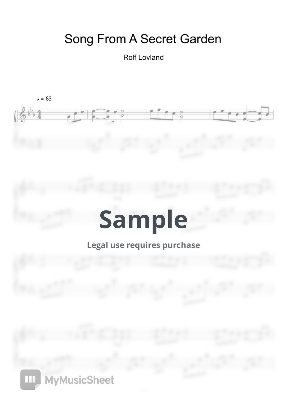 Rolf Lovland - Song From A Secret Garden (Sheet Music, MIDI,) 楽譜 by sayu