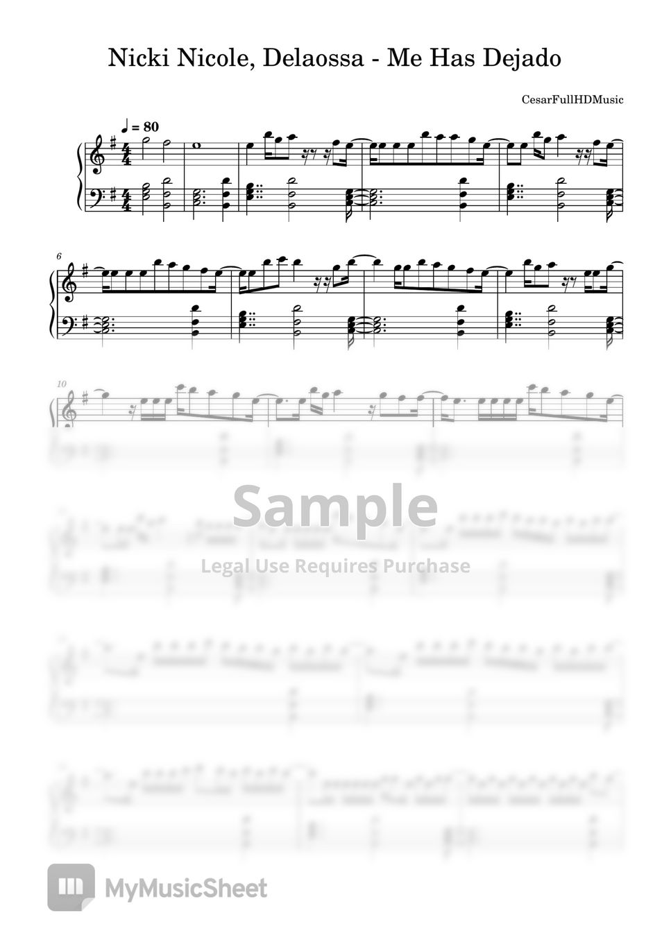 Nicki Nicole & Delaossa - Me Has Dejado Sheets