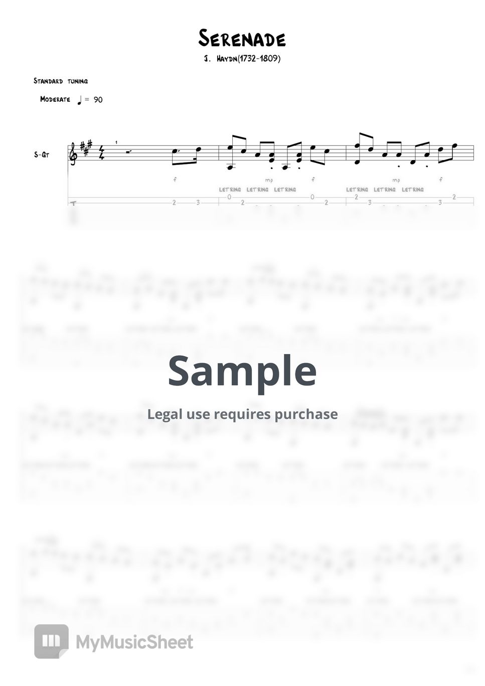 J. Haydn - Serenade Tab + Partition à une seule portée by Agape Guitar