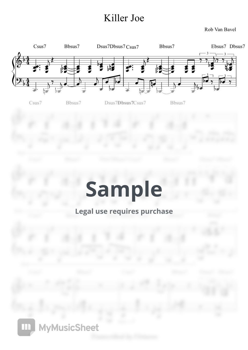 rob van bavel - killer joe 악보 by virtuoso_transcription