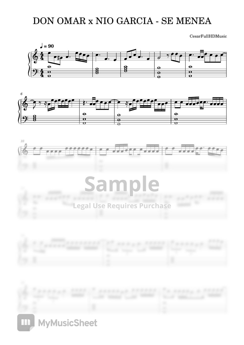 Don Omar,Nio Garcia - SE MENEA Sheets