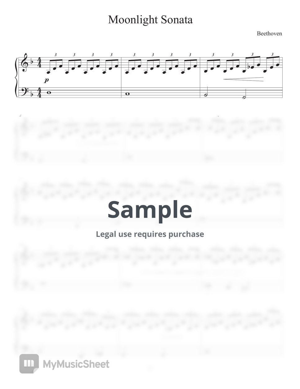 Beethoven - Moonlight Sonata Mvt.1 악보 by Cathy Pate