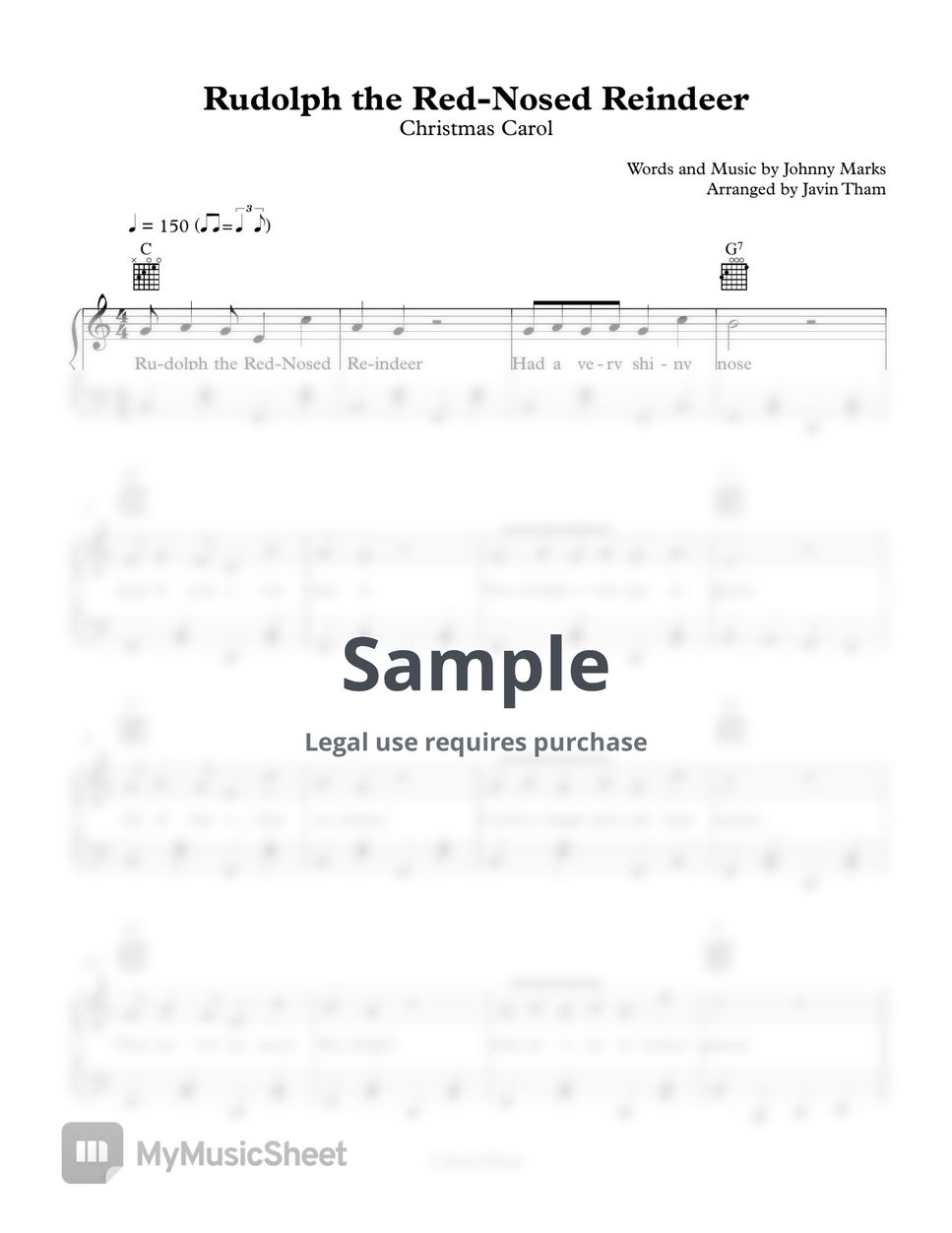 Rudolph the Red-Nosed Reindeer 악보 by Javin Tham