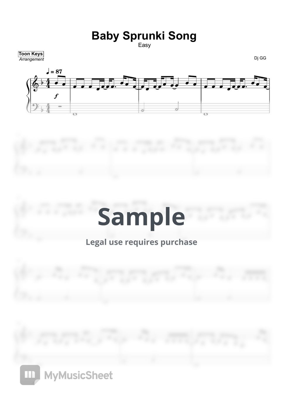 Dj GG - Baby Sprunki Song Sheets by Toon Keys