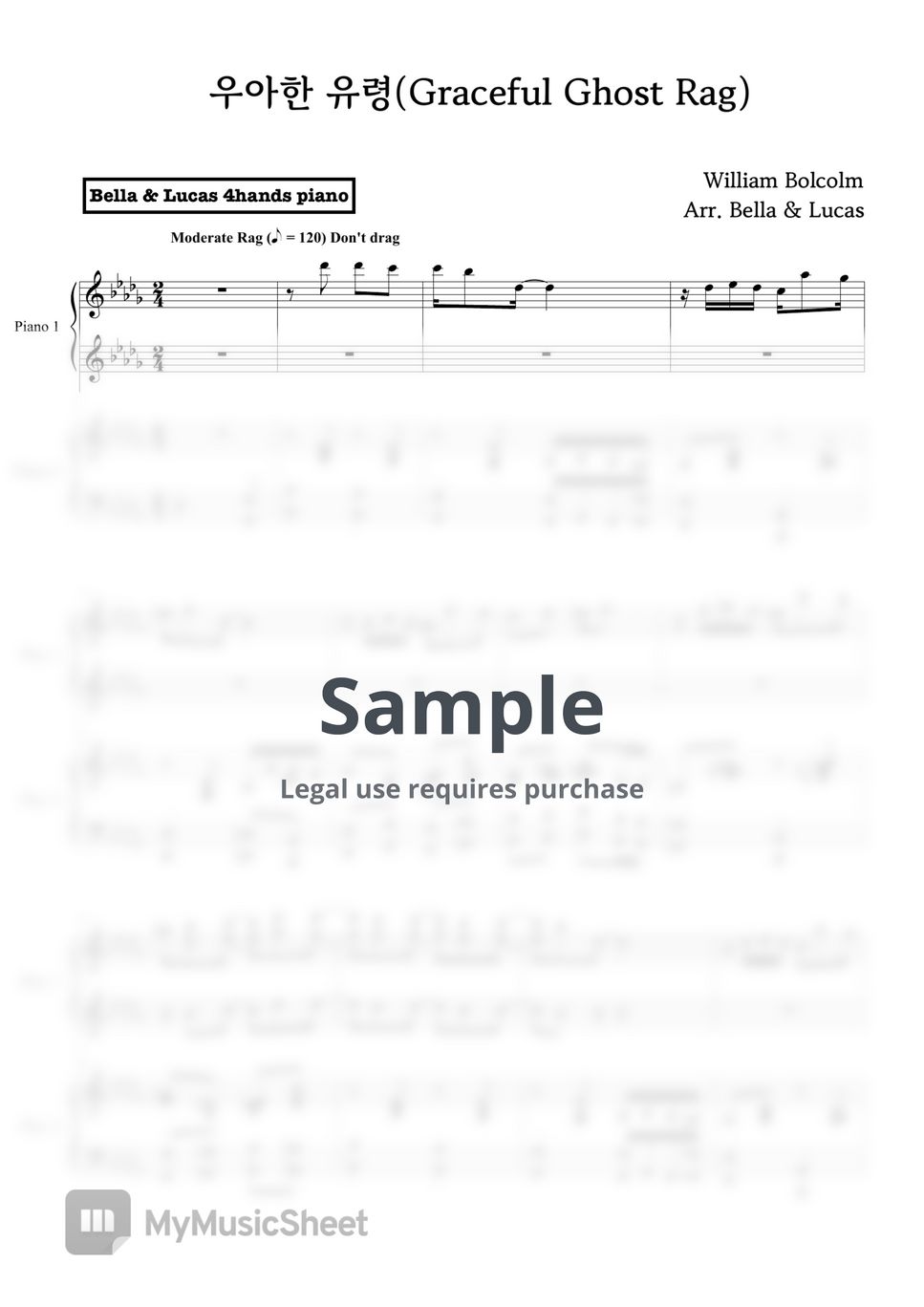 Graceful Ghost Rag - W.Bolcom Sheet Music by BELLA&LUCAS