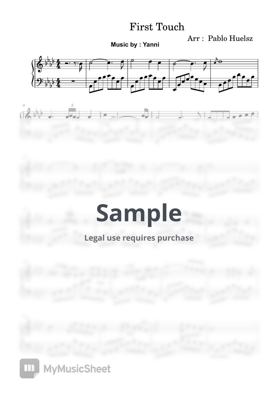 Yanni - First Touch (Piano) Sheets by Pablo Huelsz