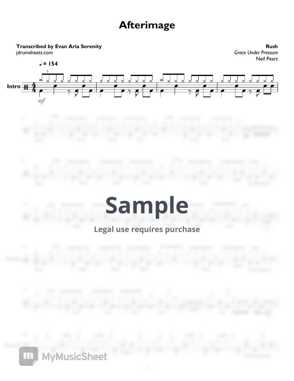Rush - Afterimage Sheets by Jaslow Drum Sheets