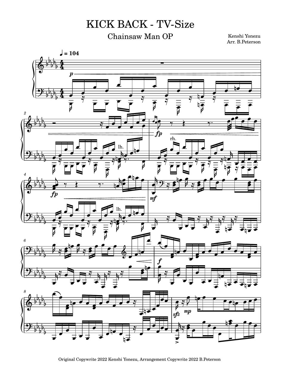 Kenshi Yonezu - Kick Back (Chainsaw Man OP) Sheet