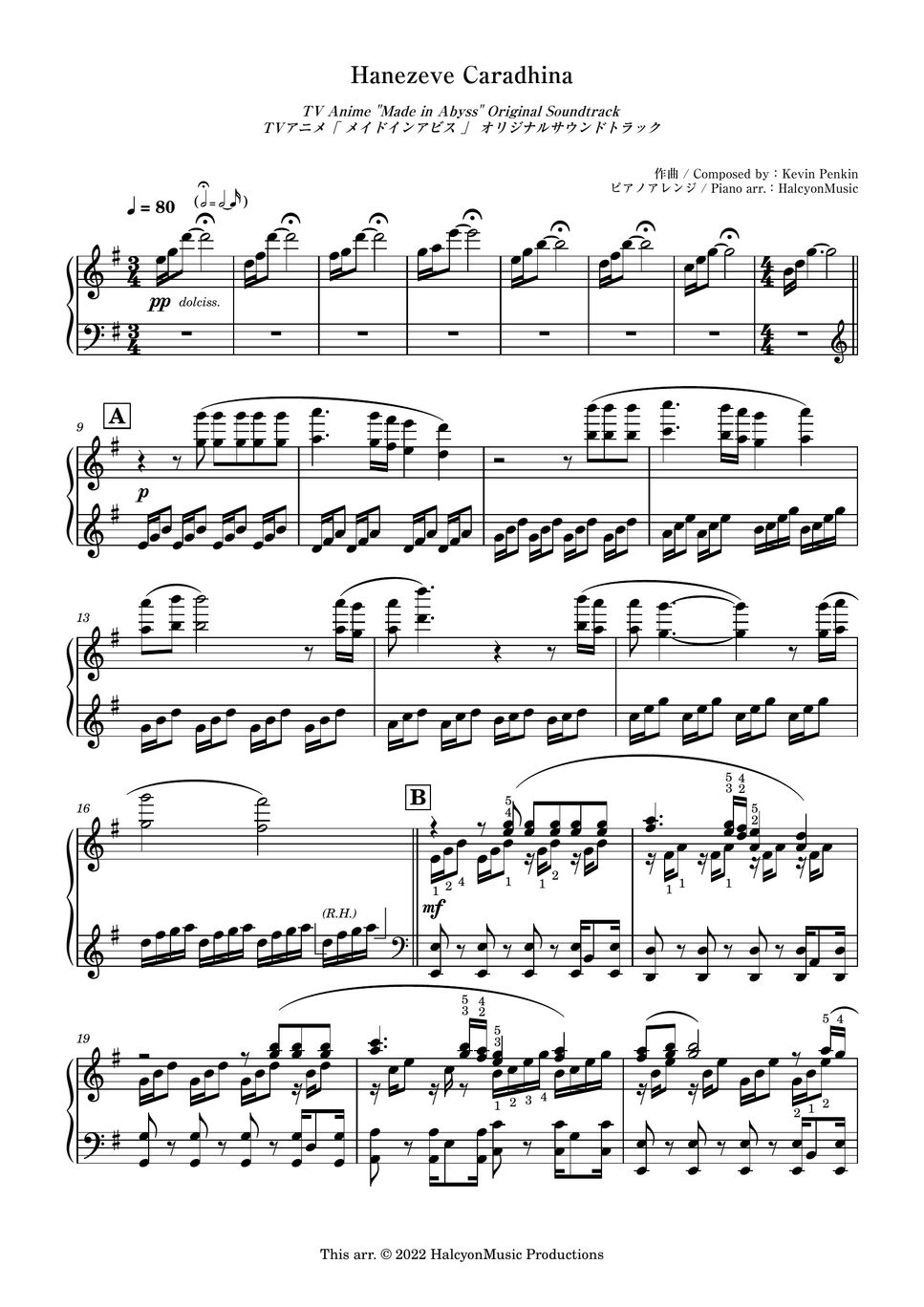 Kevin Penkin - Hanezeve Caradhina (Made in Abyss OST) Nuty by HalcyonMusic