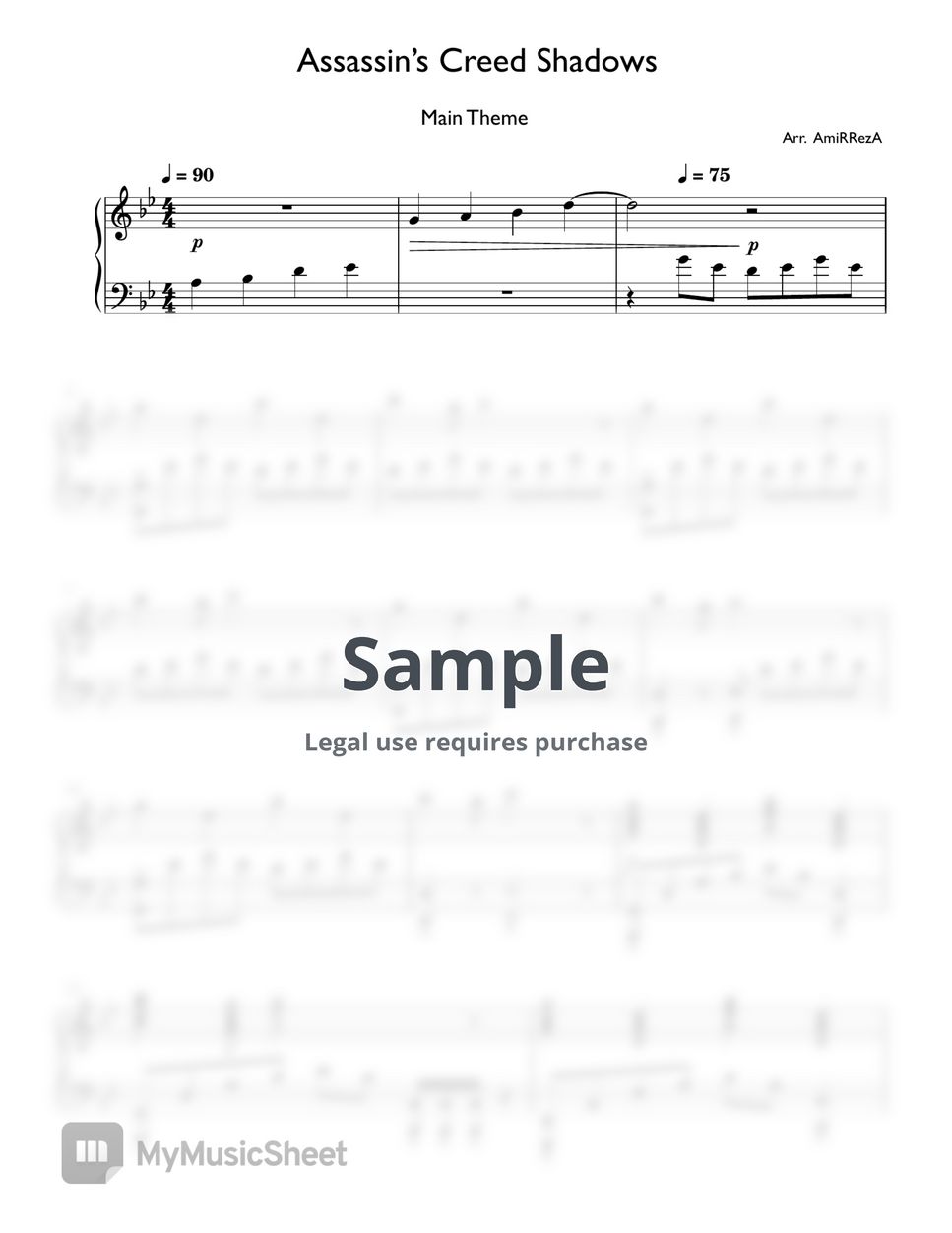 The Flight & TEKE::TEKE - Main Theme (Assassin’s Creed Shadows) Sheets by AmiRRezA