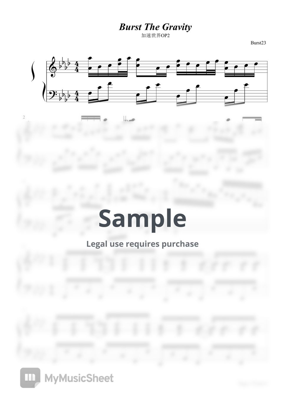 ALTIMA - Burst The Gravity (Accel World OP2) Sheets by dogemusic