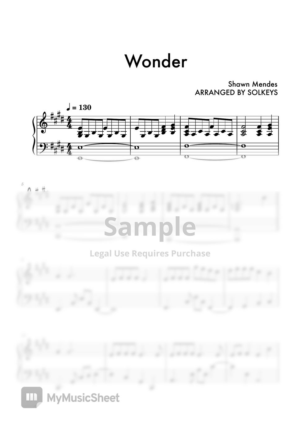 Shawn Mendes - Wonder Sheet Music by SolKeys