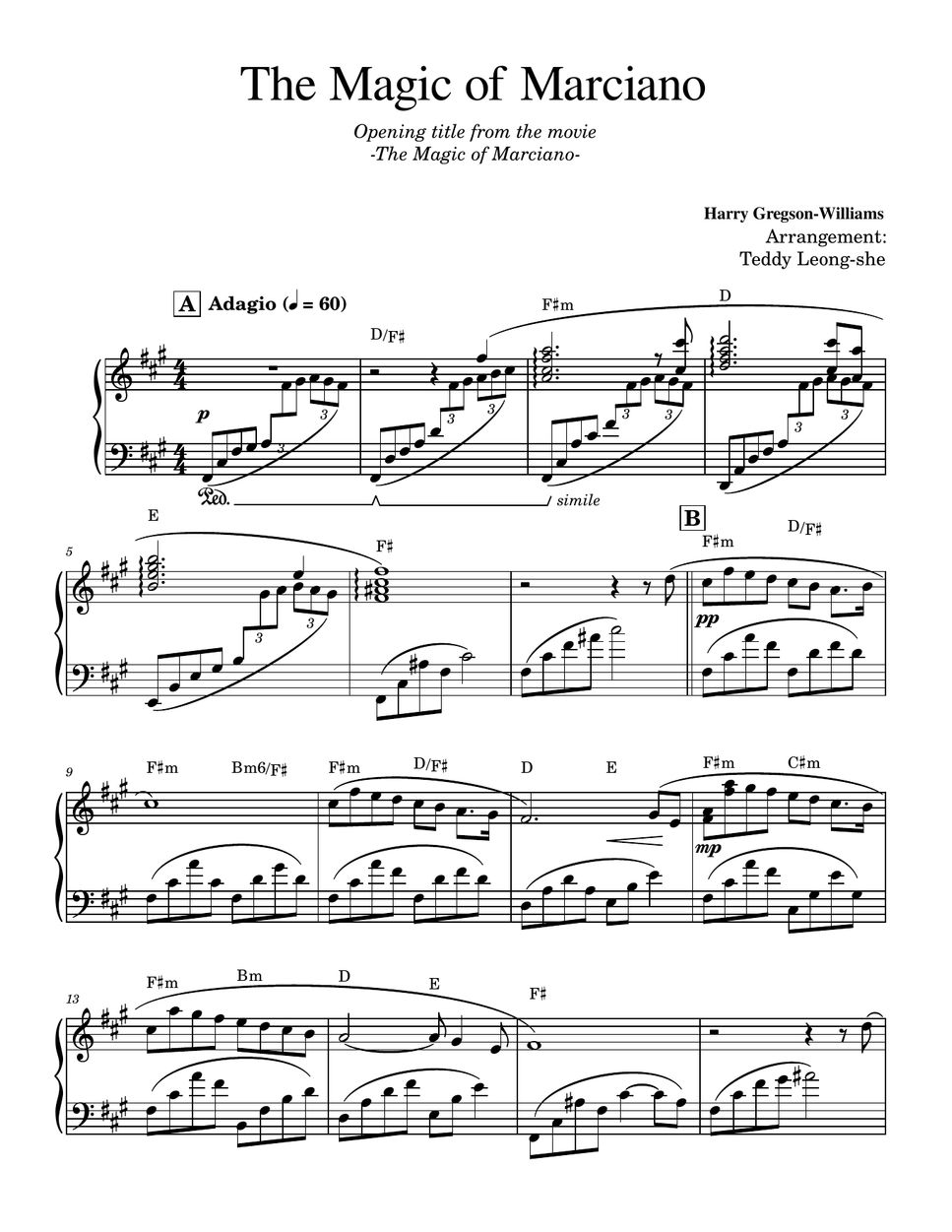 Harry Gregson-Williams - The Magic of Marciano Sheet Music by Teddy ...