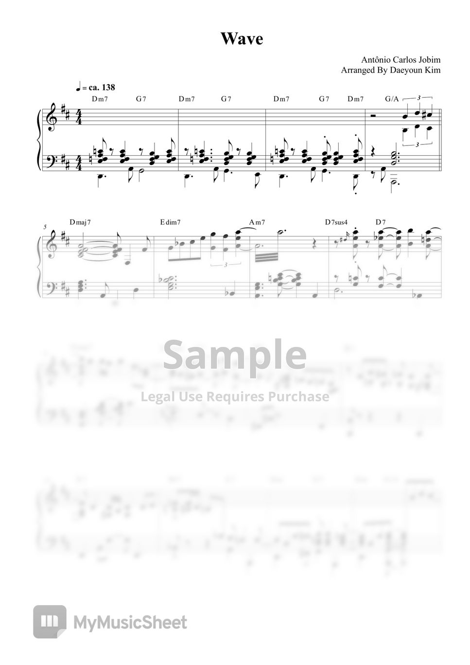 Antônio Carlos Jobim - Wave Sheet Music by Daeyoun Kim