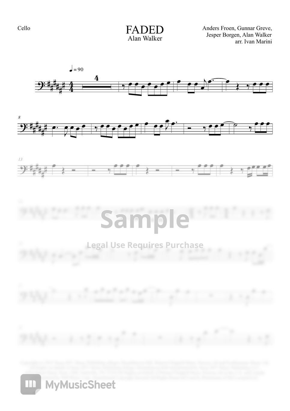 Alan Walker - Faded 악보 by Ivan Marini