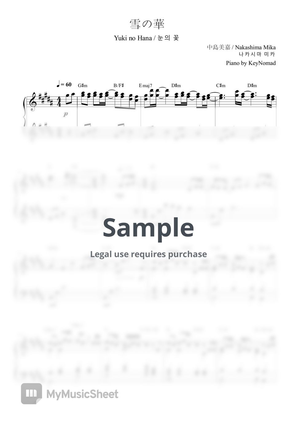 Nakashima Mika - Yuki no Hana Sheets by KeyNomad