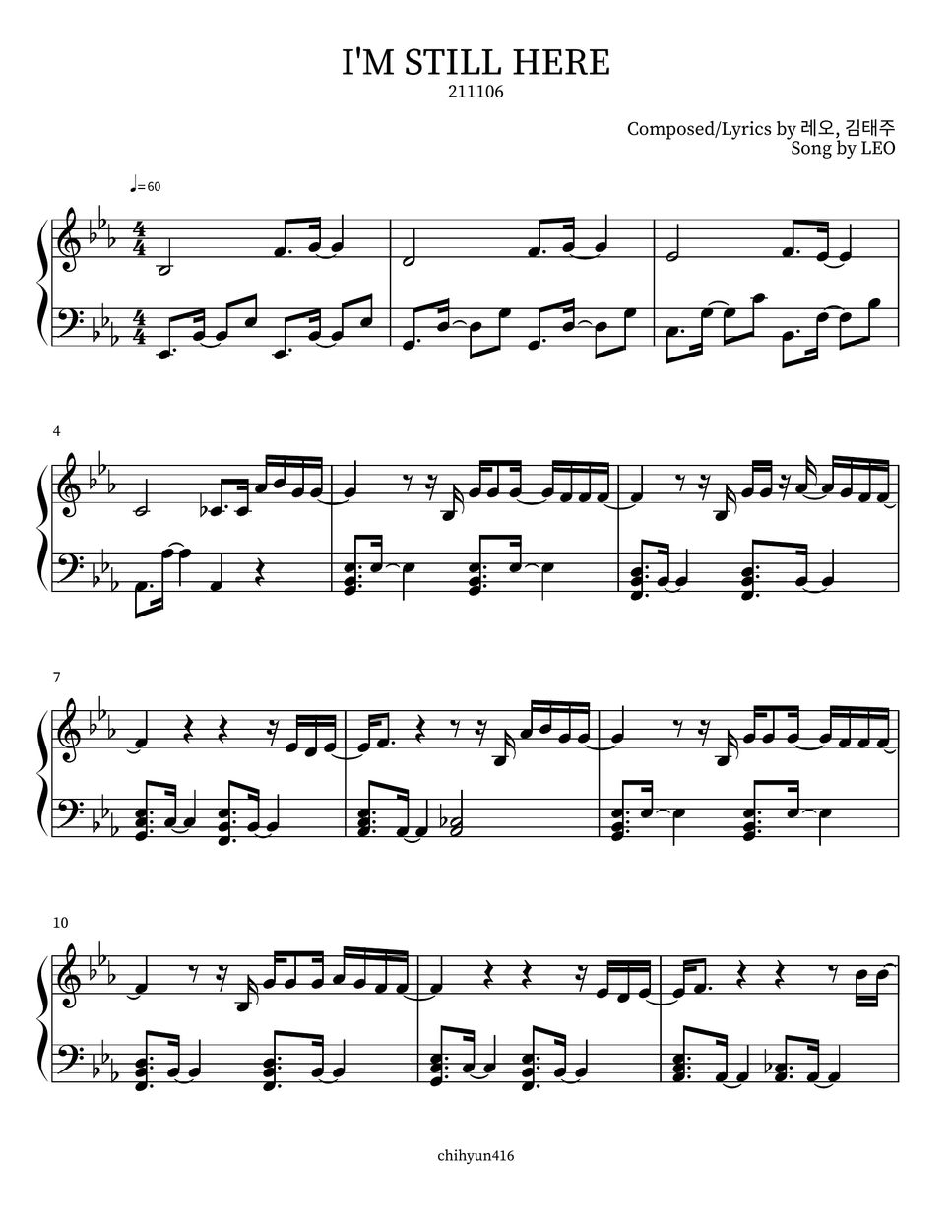 LEO(레오) - I'm Still Here(남아있어) Sheets by chihyun416