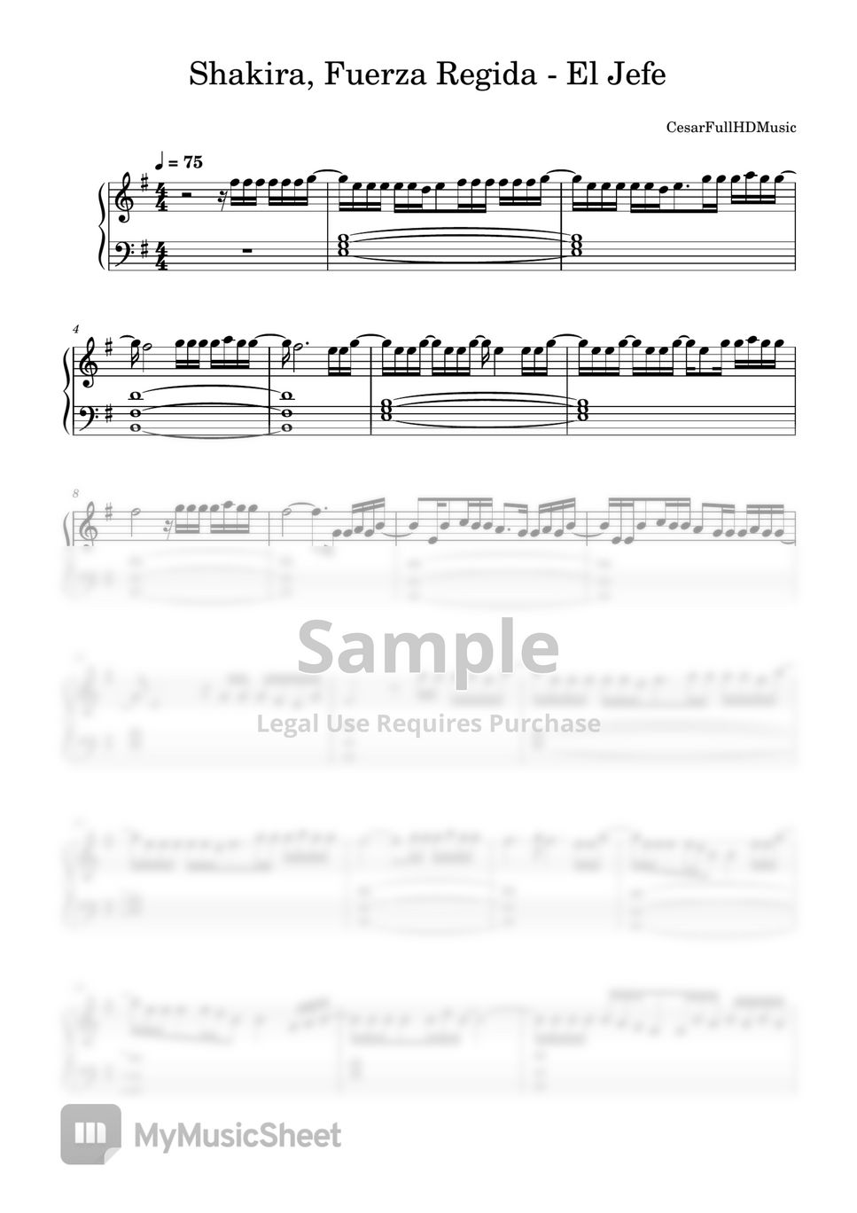 Shakira, Fuerza Regida - El Jefe Sheet Music