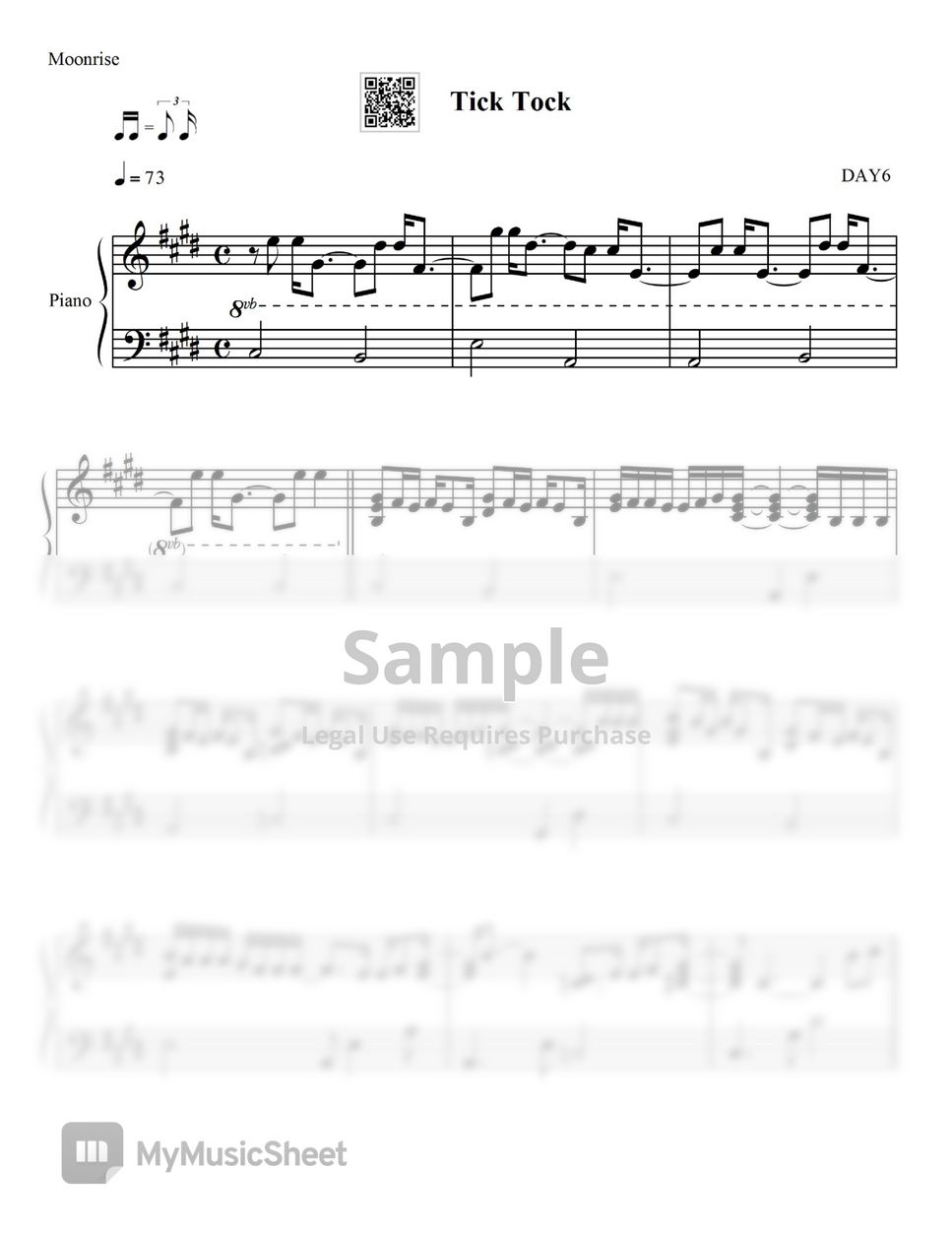 DAY6 - Tick Tock 乐谱 by Moonrise