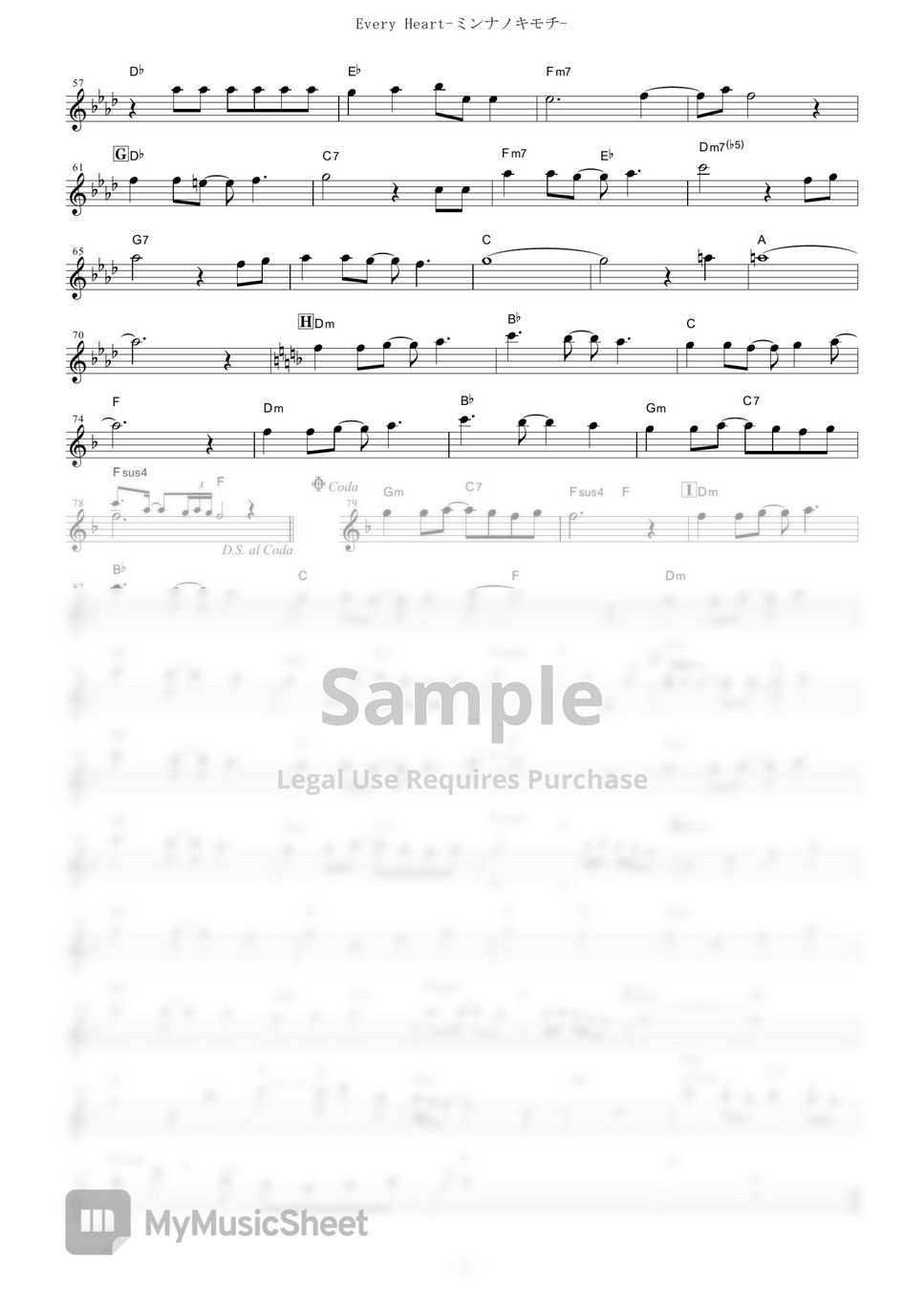 BoA - Every Heart - Minna no Kimochi (InuYasha / in C) Sheet Music by ...