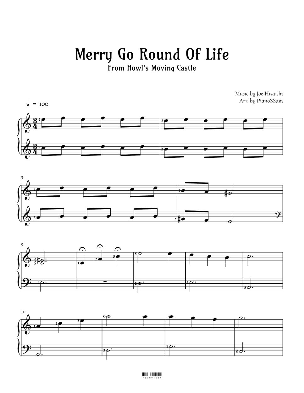 Joe Hisaishi [easy] Merry Go Round Of Life 人生のメリーゴーランド 인생의 회전목마