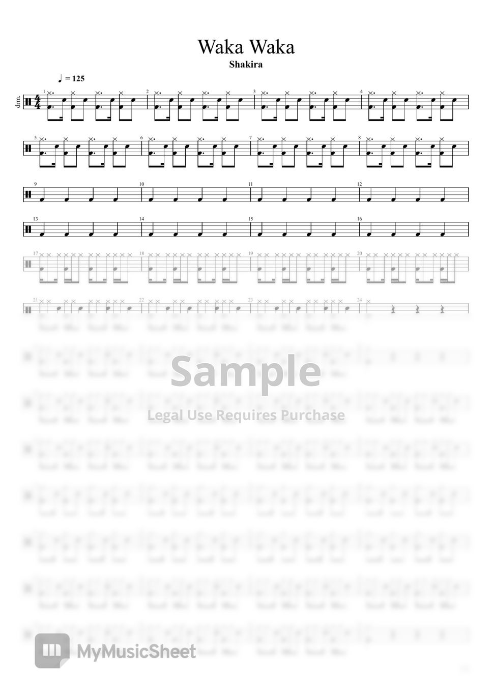 Shakira - Waka Waka Sheets by Leslie Tam
